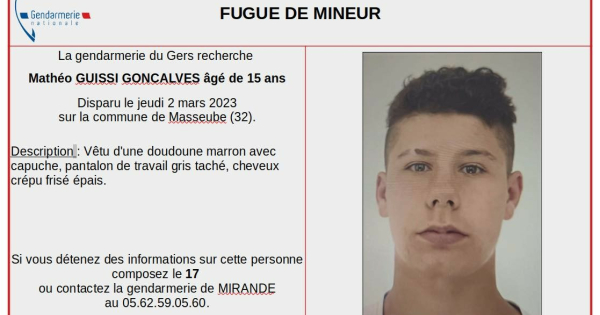 Appel à témoins des gendarmes après la fugue de Mathéo âgé de 15 ans ...